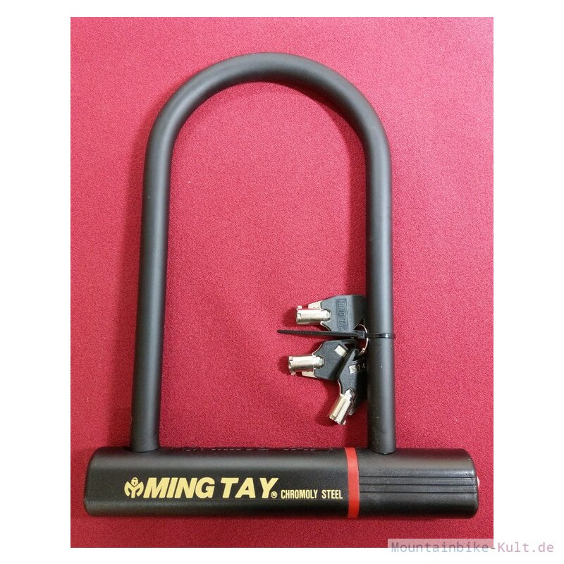 Ming Tay Chromoly Steel U-Schloss / Bügelschloss, schwarz, NEU