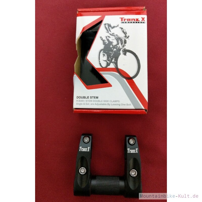 Tranz-X Double Stem Double Side Clamps, Lenkererhöhung, Adapter, schw