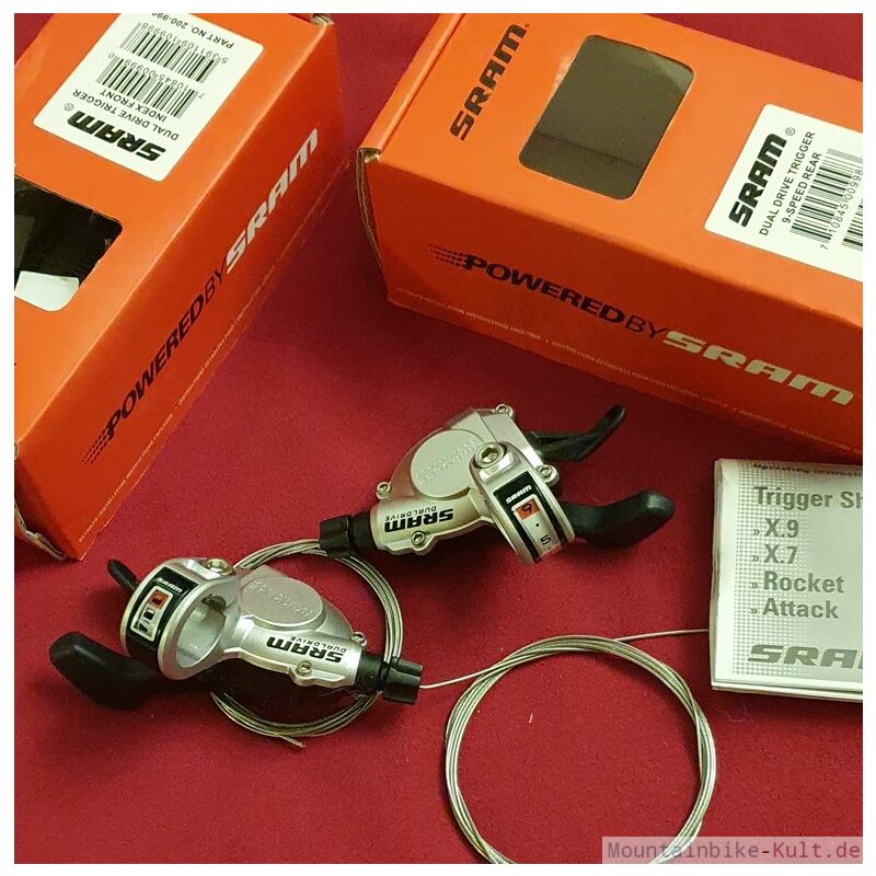 Sram Dual Drive Trigger, Shifter, 3/9-fach, 1:1 Übersetzung, silber,