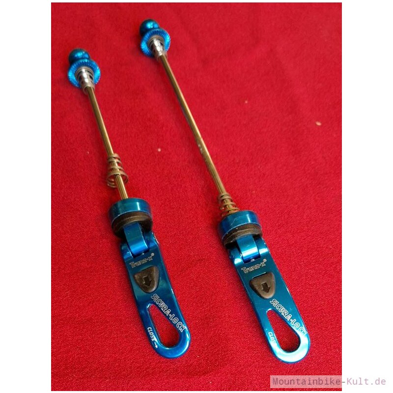 Tranz-X Secura-Lock Schnellspanner, vorne+hinten, inkl. Sicherung, bl