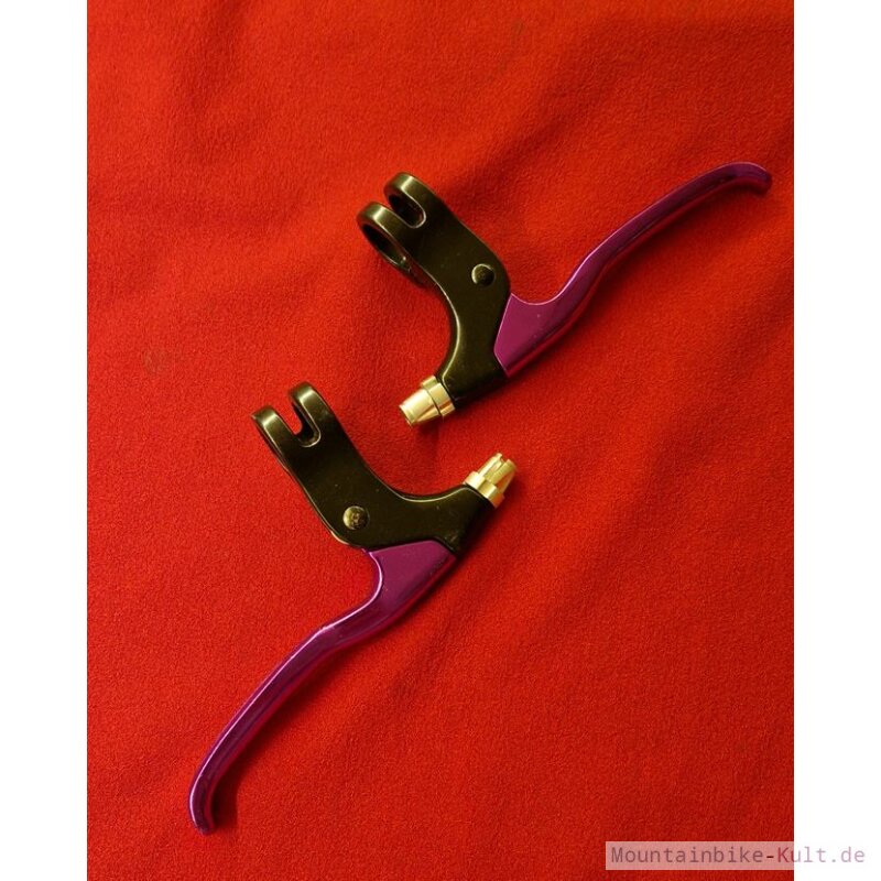 Alu Bremshebel für Cantileverbremsen, Paar, purple/schwarz, NEU